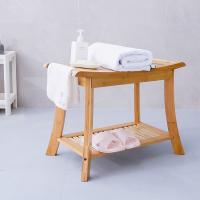 China FSC Certificated Non Slip Bamboo Shower Bench Waterproof Seat Towel Holder for sale