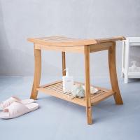 China FSC Certificated Non Slip Bamboo Shower Bench Waterproof Seat Towel Holder for sale