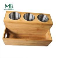 China Countertop Bamboo Bathroom Storage Rack Hair Dryer And Straightener Holder for sale
