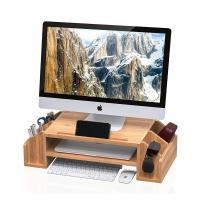 China Convenient 2-tier Bamboo Monitor Stand with 58*25*16cm Multi-functional Storage Drawer for sale