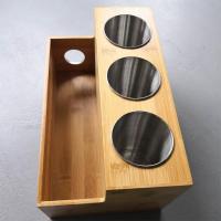 China Rectangle Countertop Bamboo Hair Appliance Organizer Hair Dryer Straightener Holder for sale
