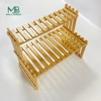 China Storage Holder Container Bamboo Tabletop Plant Stand Natural 2-Layer for Small Plants for sale