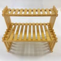 China Storage Holder Container Bamboo Tabletop Plant Stand Natural 2-Layer for Small Plants for sale