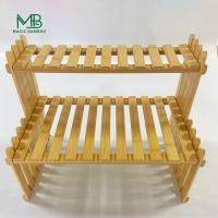 China Storage Holder Container Bamboo Tabletop Plant Stand Natural 2-Layer for Small Plants for sale