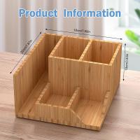 China 20x18x10cm Bamboo Desk Organizer Carved Pen Holder for Office Supplies Classic Design for sale