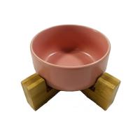 China Single Multicolor Dog Bowl Holder Made of Natural Bamboo Add Bowl 7.5cm Height for Outdoor for sale