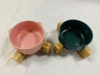 China Single Multicolor Dog Bowl Holder Made of Natural Bamboo Add Bowl 7.5cm Height for Outdoor for sale