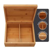 China Modern Design Style Bamboo Square Box With Lid And Lock To Store Tobacco Tea Jewelry 25.4x 20.1 x 10.1 CM for sale