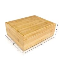 China Modern Design Style Bamboo Square Box With Lid And Lock To Store Tobacco Tea Jewelry 25.4x 20.1 x 10.1 CM for sale