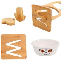 China OEM/ODM Acceptable Wooden Stand Pet Dining Table Cat Feeder with Adjustable Bamboo Stand for sale