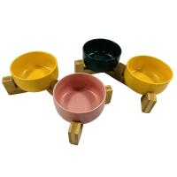 China Sustainable Bamboo 2 In 1 Design Sturdy Anti-Rollover Pet Dog Bowl Holder for Your Living Room for sale