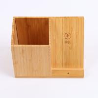 China Living Room Fast Wireless Charger Stand with Pen Holder and Clock Natural Design for sale