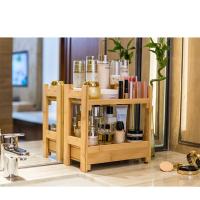 China Solid Bamboo 2 Tier Standing Rack for Kitchen and Bathroom Storage 3L Capacity Sustainable for sale