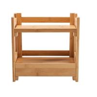 China Solid Bamboo 2 Tier Standing Rack for Kitchen and Bathroom Storage 3L Capacity Sustainable for sale