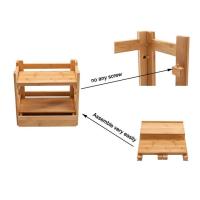 China Solid Bamboo 2 Tier Standing Rack for Kitchen and Bathroom Storage 3L Capacity Sustainable for sale