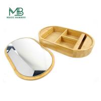 China Bamboo Oval Mirror Jewelry Box Jewelry Organizer Multi Divided for sale