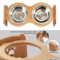 China 3l Capacity Raised and Elevated Bamboo Pet Feeder with Adjustable Bowls for sale