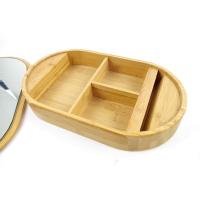 China Bamboo Oval Mirror Jewelry Box Jewelry Organizer Multi Divided for sale