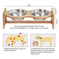 China 3l Capacity Raised and Elevated Bamboo Pet Feeder with Adjustable Bowls for sale
