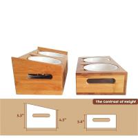 China Natural Pet Elevated Raised Stand Diner Feeder with 2 Removable Ceramic Bowls Direct for sale