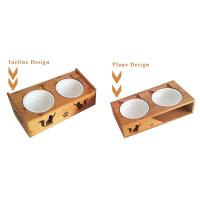 China Natural Pet Elevated Raised Stand Diner Feeder with 2 Removable Ceramic Bowls Direct for sale
