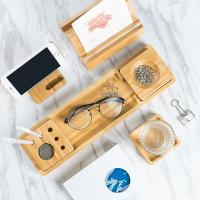 China Bamboo Wood Desk Pen Holder Office Supplies Multipurpose Organizer for Desktop Office for sale