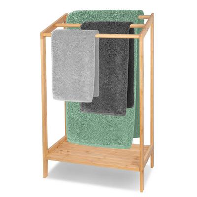 China Customized Color 3 Tier Freestanding Bamboo Towel Holder for Bathroom for sale