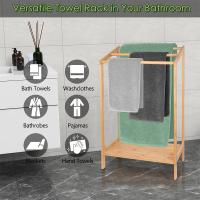 China Customized Color 3 Tier Freestanding Bamboo Towel Holder for Bathroom for sale