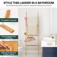 China Upgrade Your Bathroom and Living Room Decor with a 6ft BAMBOO Towel Ladder Four Layers for sale