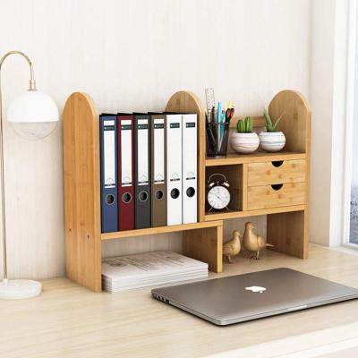 China Office Organizer Customized Logo Multifunctional Design Bamboo Wall Counter Storage Rack for sale