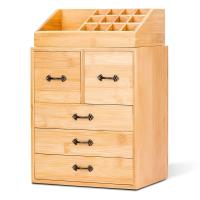 China Countertop Bamboo Wooden Makeup And Jewelry Drawer Organizer Box for sale