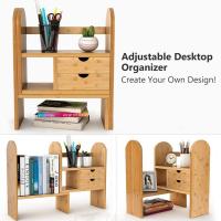 China Office Organizer Customized Logo Multifunctional Design Bamboo Wall Counter Storage Rack for sale