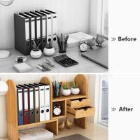 China Office Organizer Customized Logo Multifunctional Design Bamboo Wall Counter Storage Rack for sale