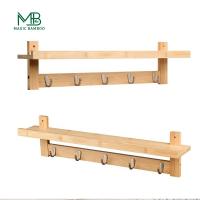 China 5 Hook Wall-Mounted Bamboo Coat Hook with Upper Storage Shelf Natural and Eco-Friendly for sale
