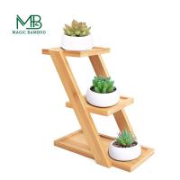 China Natural Bamboo Plant Rack Flower Holder Display Shelf 3 Tier for sale