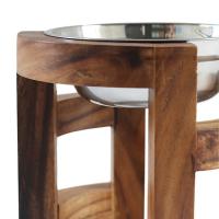 China Made Modern Style Elevated BAMBOO Wooden Pet Food Feeder with Stainless Steel Bowls for sale