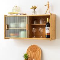 China Bamboo Wall Mounted Kitchen Pantry Organizers Sideboard With Transparent Doors for sale