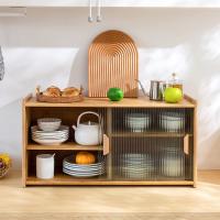 China Bamboo Wall Mounted Kitchen Pantry Organizers Sideboard With Transparent Doors for sale