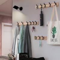 China Customized Hook Quantity Solid Bamboo Wall Hanging Hooks for Living Room Organization for sale