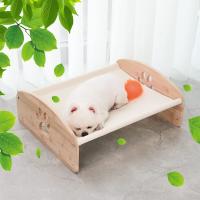 China Bamboo Wooden Dog Bed Frame Platform Oxford Cloth ODM for sale
