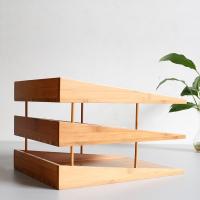 China 34x25x6cm Bamboo Stackable File Tray Multi-layer Desktop Storage Organizer for Office for sale