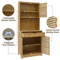China Kitchen Freestanding Bamboo Corner Cabinet Storage With Microwave Stand And Shelves for sale