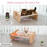 China Bamboo Wooden Dog Bed Frame Platform Oxford Cloth ODM for sale