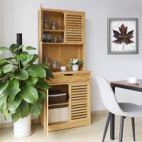 China Kitchen Freestanding Bamboo Corner Cabinet Storage With Microwave Stand And Shelves for sale