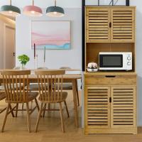 China Kitchen Freestanding Bamboo Corner Cabinet Storage With Microwave Stand And Shelves for sale