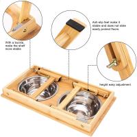 China Single Tier Sustainable Bamboo Foldable Pet Feeder Non-Slip Two Bowls for Sustainable for sale
