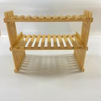 China Space-Saving 2-Layer Bamboo Table Top Plant Stand for Flower Pot Storage 37x21.5x30cm for sale