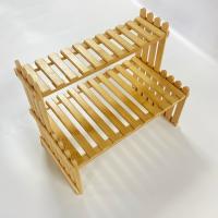 China Space-Saving 2-Layer Bamboo Table Top Plant Stand for Flower Pot Storage 37x21.5x30cm for sale