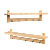 China Spacesaving Folding Bamboo Wall Hanger Coat Hooks Behind Entrance Door for sale