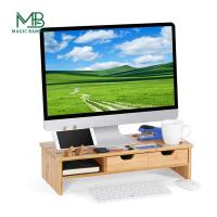 China Single-Tier 54x22.5x14cm Bamboo Computer Monitor Riser with Desktop Stand and 2 Drawer for sale